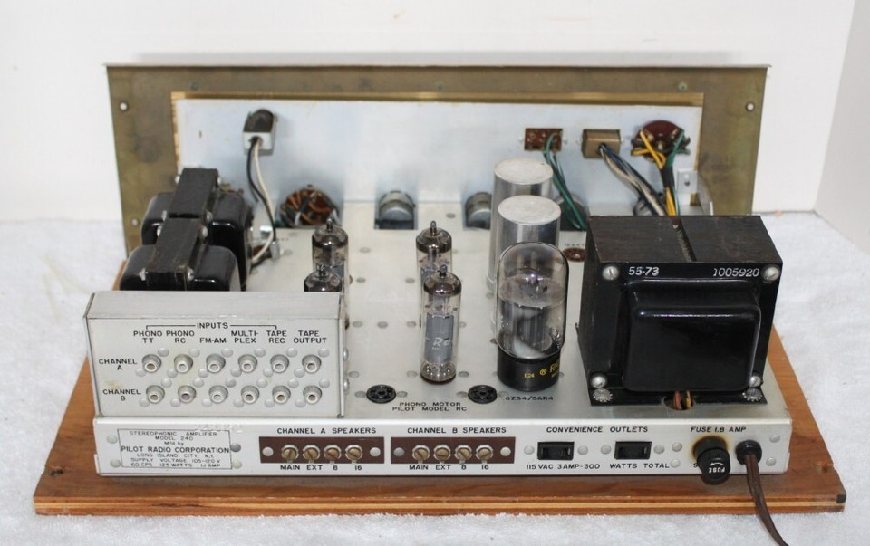 Pilot Radio 240 Integrated Amplifier w/ EL84 From 1051 MCM Console ...