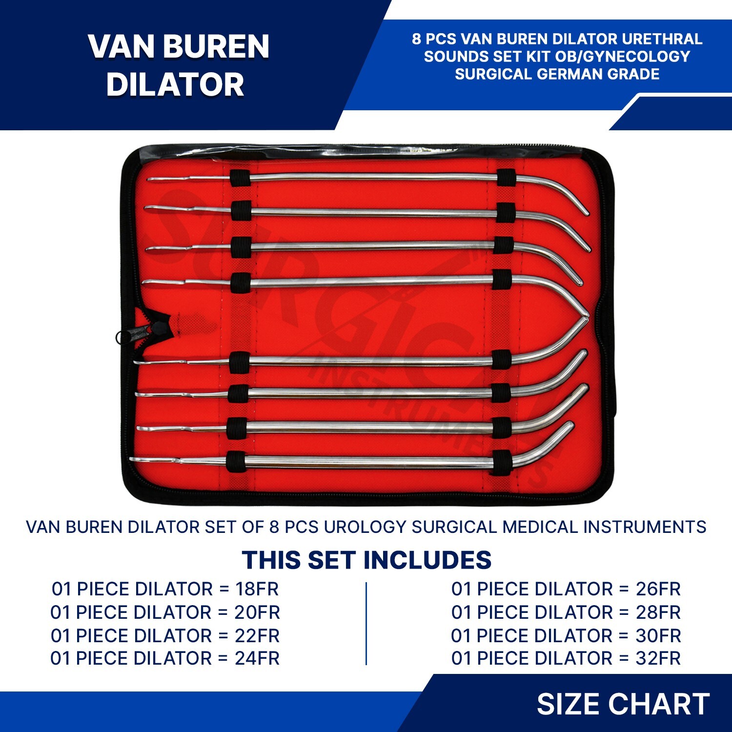 Set of 8 Pcs Van Buren Urethral Dilators Medical OB/GYN Instruments ...