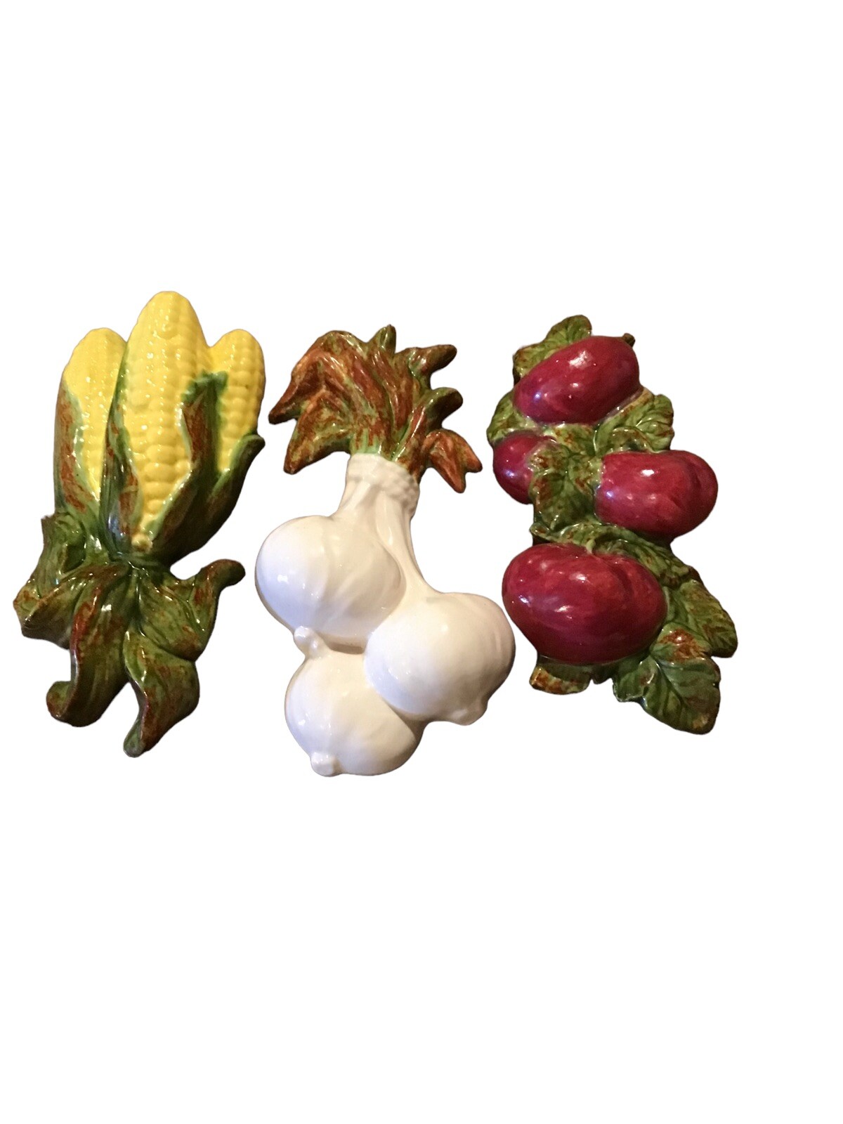 Vintage Chalkware Vegetables Kitchen Wall Décor Set of 3 Tomato Corn ...