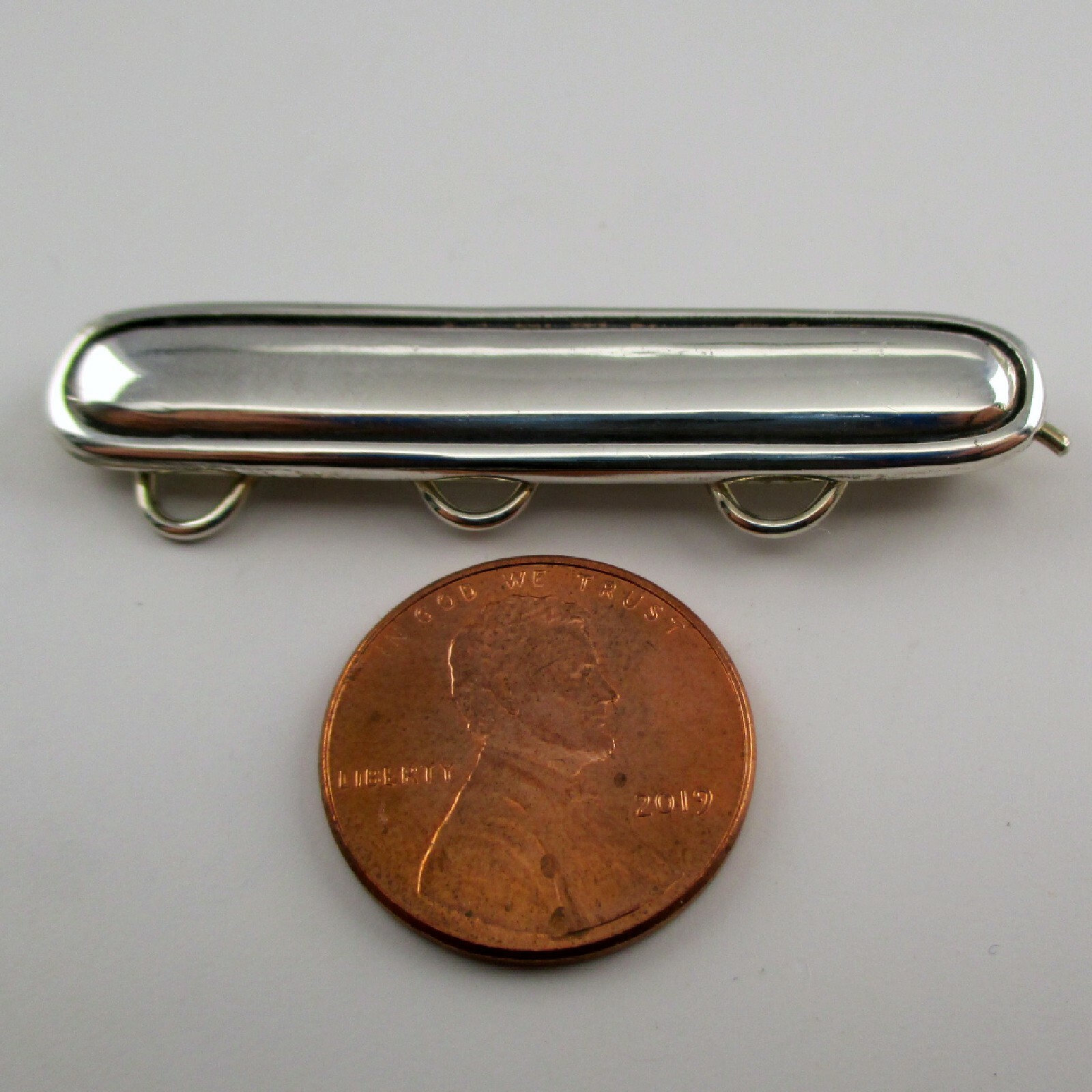 Sterling Silver CHARM PIN Engravable BROOCH Charm Hanger HOLDER New Old ...