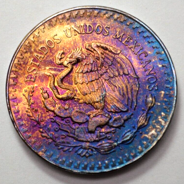 1985 1 Oz 999 Fine SILVER MEXICO Libertad Pura Plata Coin Round, Toned ...