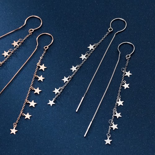 1 Pair Sterling Silver 925 Threader Gorgeous Star Ear Thread Line ...
