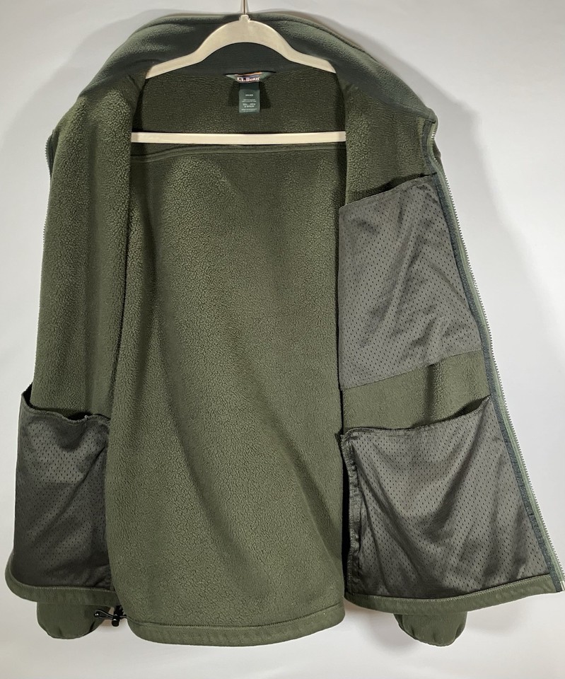LL Bean Mens Reg XL Green Full Zip Fleece Jacket Hiking Outdoor Cinched ...