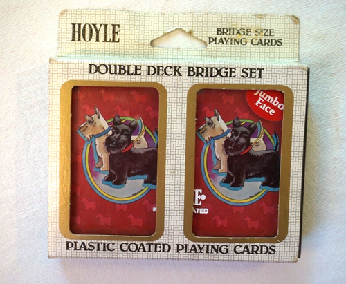 Hoyle Playing Cards Double Deck Bridge Scottie Dogs NOS 1984 JUMBO FACE ...