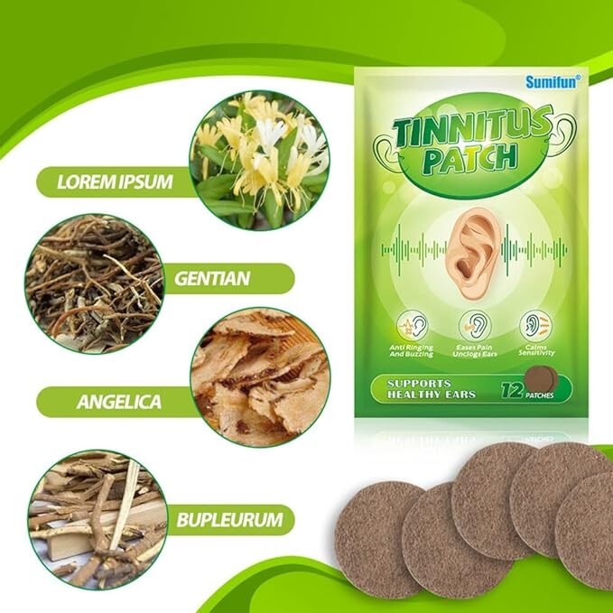 Tinnitus Ear Patch, Natural Formula Ear Patches for Ringing Ears, 12 ...