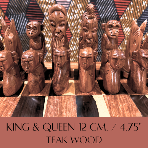 Handcarved African Teak & Ebony Tribal Chess Set | eBay