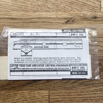 Walther’s HO Scale Decal 75-90: Northern Pacific Diesel Locomotive ...