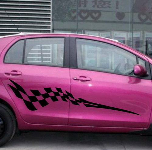 Car Stickers Checkered Flag 70'' for Polo Yairs VIOS VITZ Vinyl Side ...