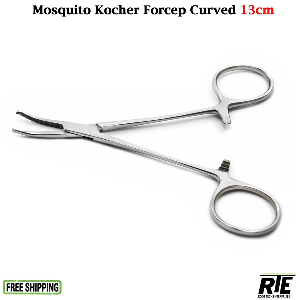 Hemostat Surgical Mosquito Kocher Forcep Curved Locking Handle Dental ...