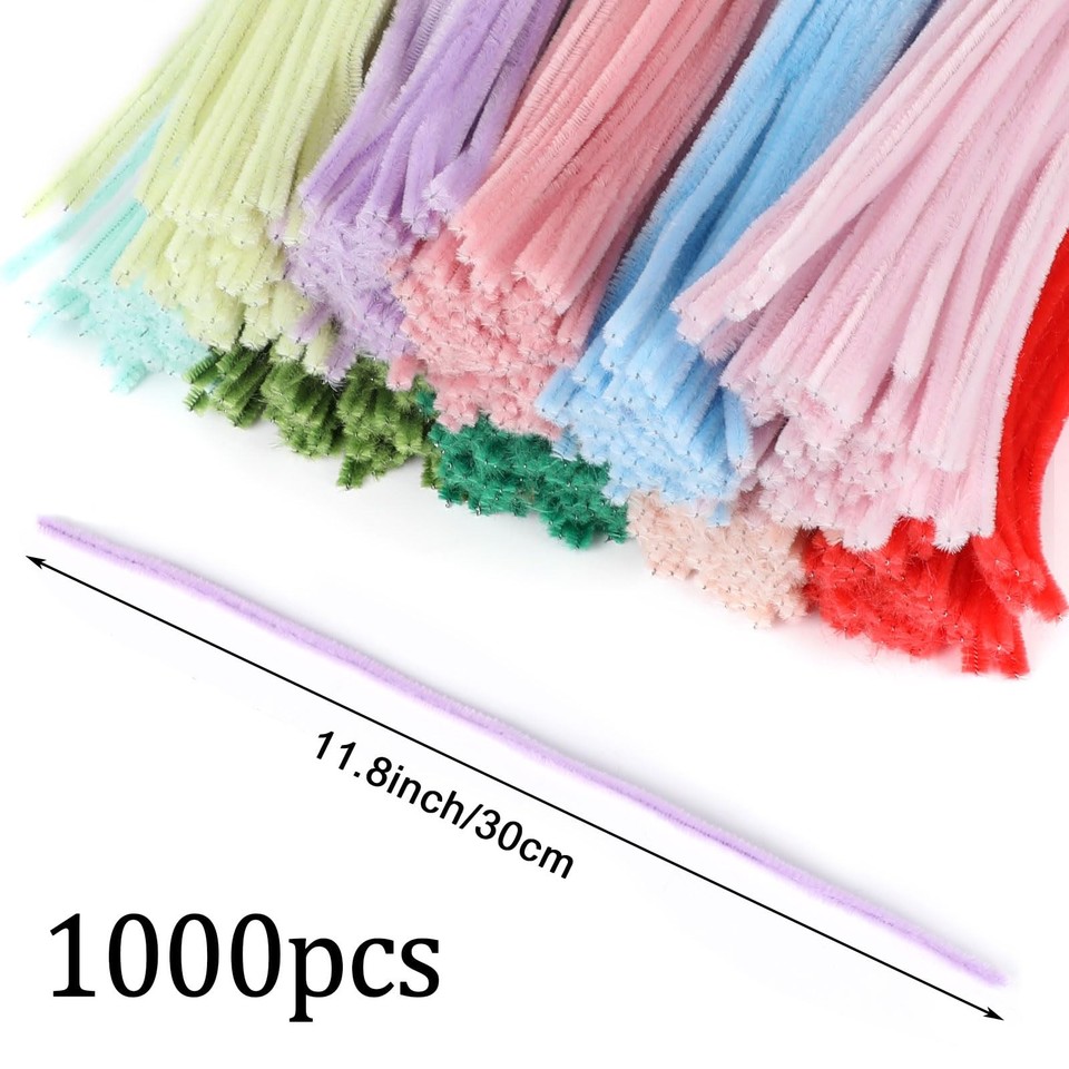 1000Pcs Christmas Pipe Cleaners Craft,Pipe Cleaners Chenille Stem ...