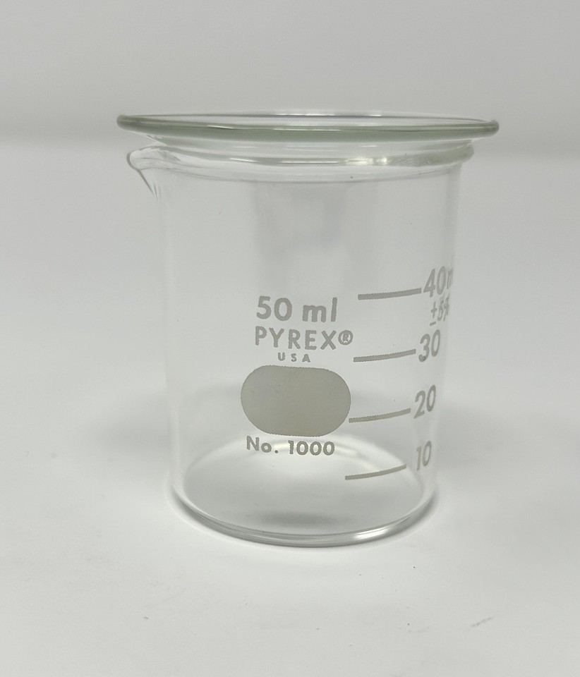 Vintage PYREX 1000 50ml Glass Beaker w/Glass Lid - Made in USA | eBay