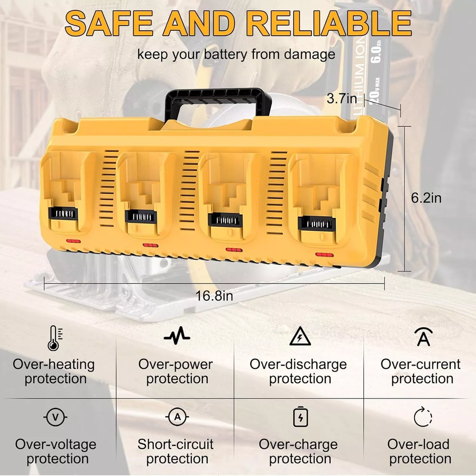 Charger For DeWALT DCB104 12V/20V/60V MAX Multi-Port Fast Battery ...