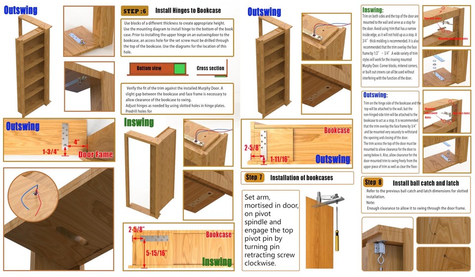 Door Pivot Hinges Concealed Hidden Wire Pass Through Bookcase Secret ...