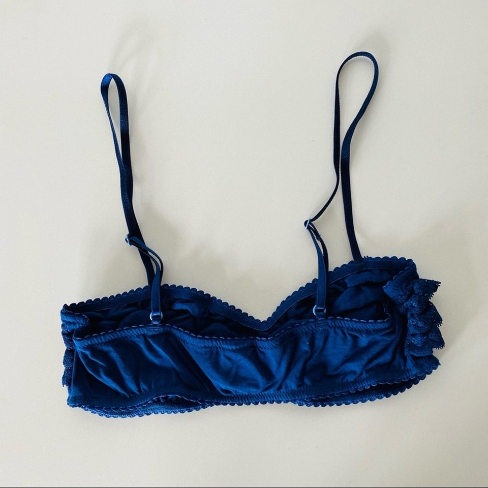 NEW VS VICTORIAS SECRET Navy Blue Ruffle Lace Bra Bandeau Bralette ...
