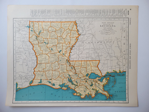 Louisiana/Kentucky/Tennessee Rand McNally 1942 2-Sided Map Cities ...