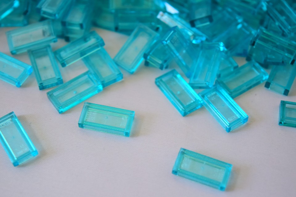 ☀️Lego 1x2 Trans-Light Blue Tiles x100 Building Ice Piece Bulk Lot ...