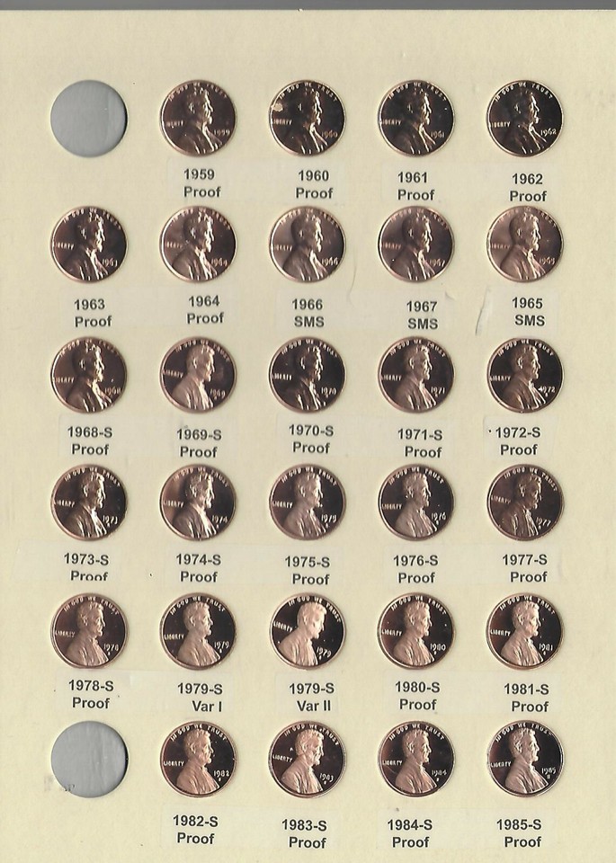 1959-2009 Proof Lincoln Memorial Cents Complete Collection 55 Pc Set ...