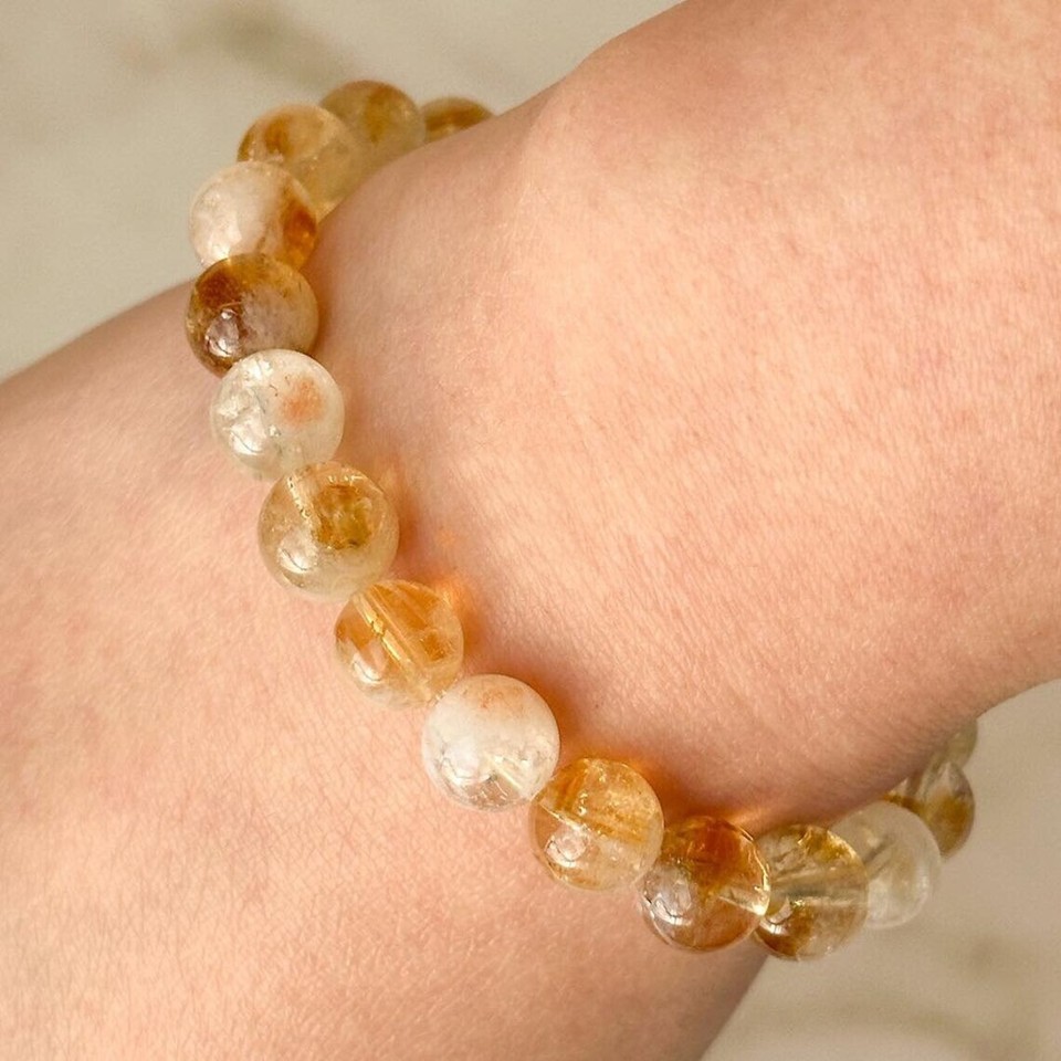 Natural 8mm Citrine Stone Stretch Bracelet Protection Healing Bracelet ...