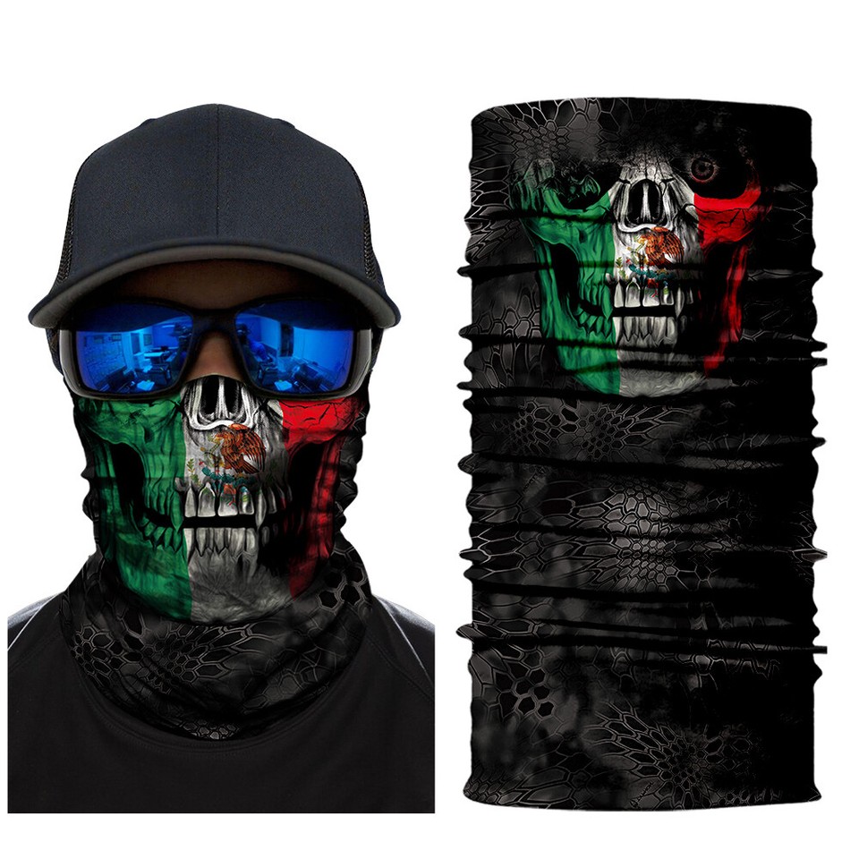 4PCS Face Sun Mexico Flag Skull Neck Gaiter Bike Balaclava Neckerchief ...