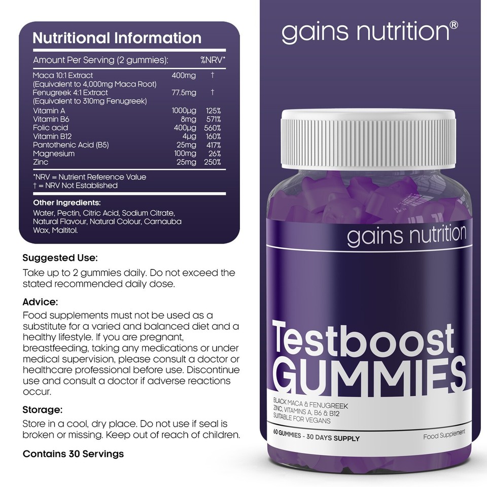 Testosterone Booster For Men, Testboost Maca Root Gummies, With ...