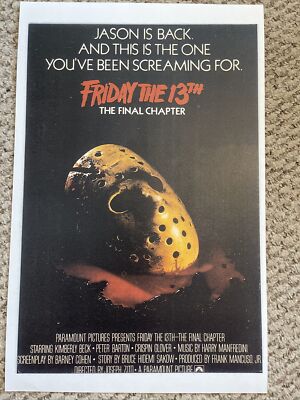 Friday the 13th the final chapter Jason Poster 11 x 17 (73) | eBay