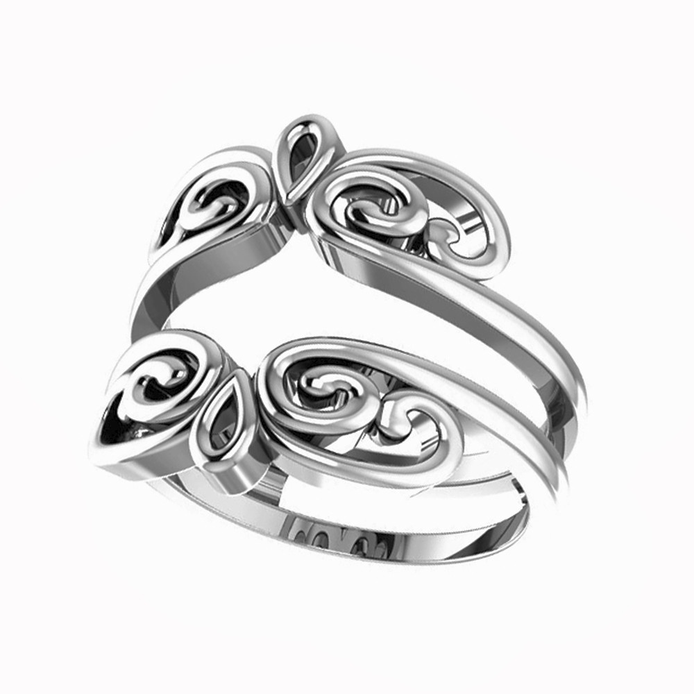 14K White Gold Plated Silver Engagement Wedding Guard Insert Enhancer ...