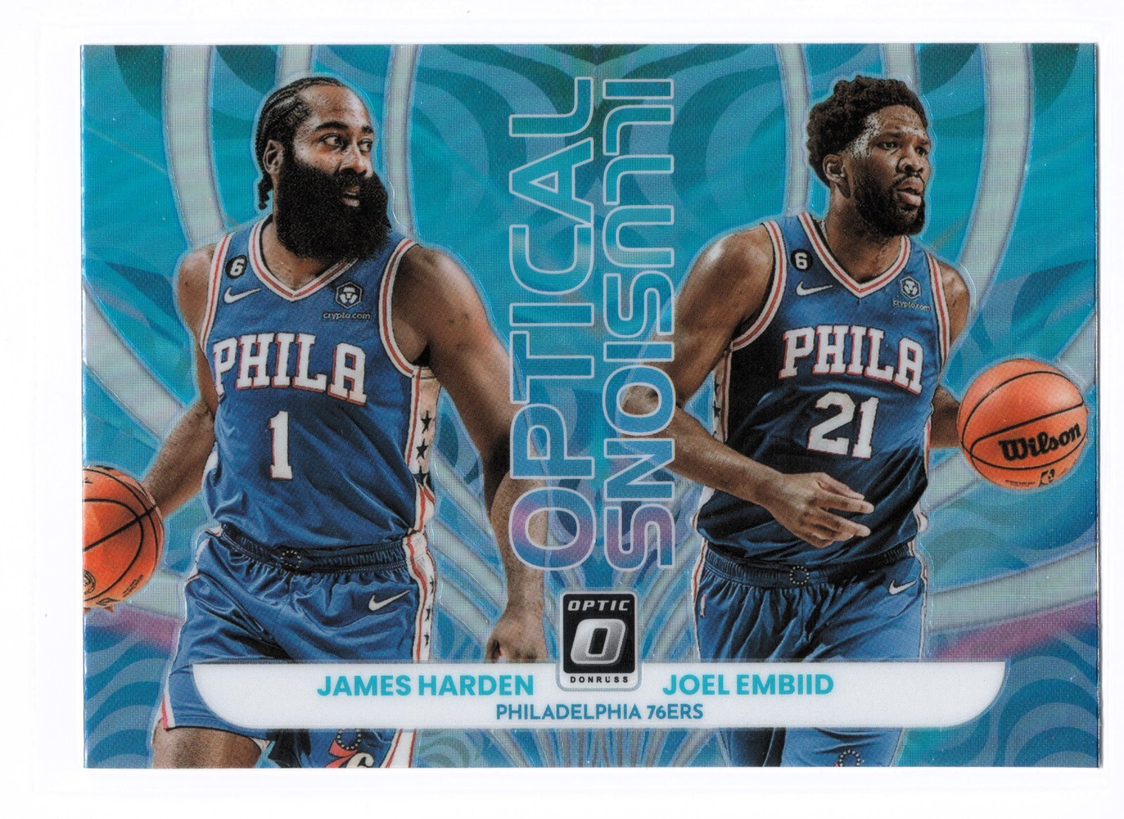 2022 Donruss Optic James Harden Joel Embiid #1 Optical Illusions Silver ...