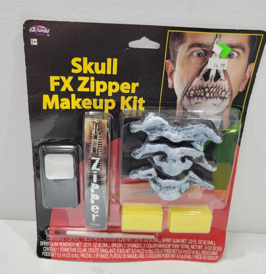 Fun World Skull FX Zipper Adult Makeup Kit Halloween Costume Skull ...