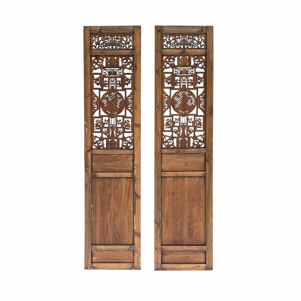 4 Vintage Chinese Eight Immortal Theme Wood Tall Panel Screen Divider ...