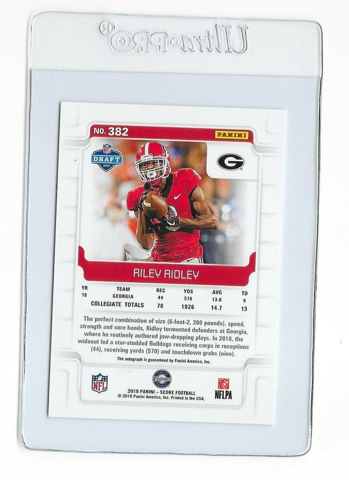 RILEY RIDLEY Signed 2019 Panini SCORE Chicago BEARS Rookie CARD #382 ...