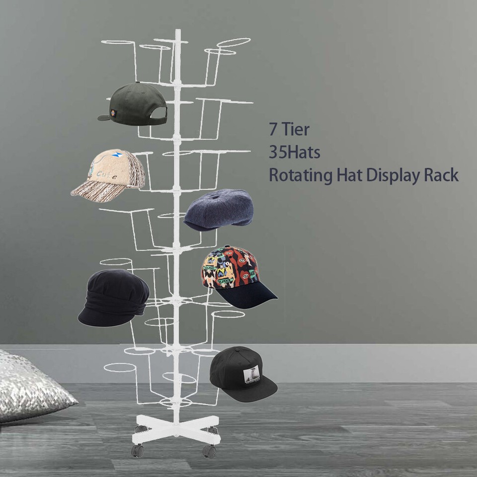 7 Tier Rotating Hat Display Rack Free Standing Metal Floor Caps ...