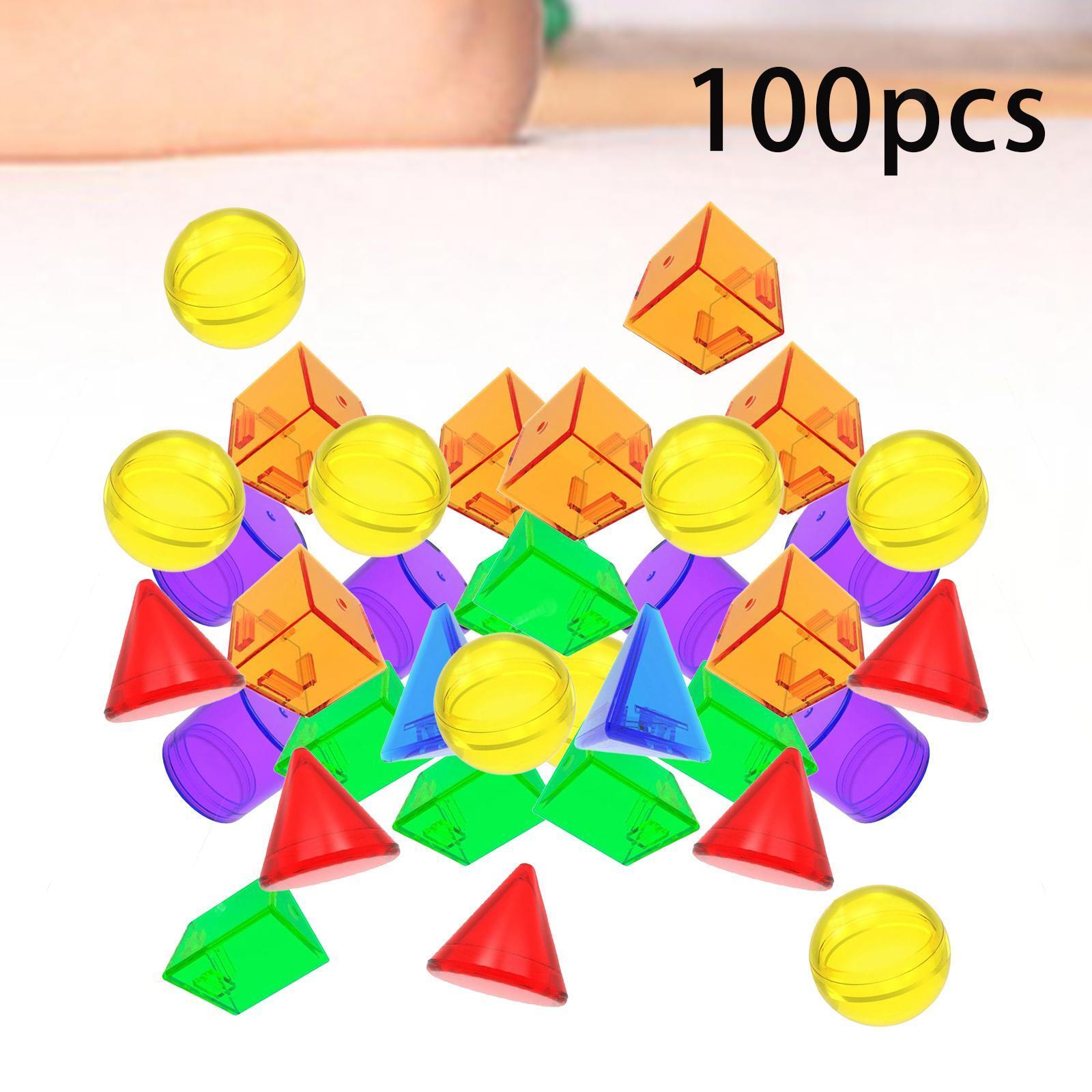 100x Geometric Solids Translucent Pattern Blocks Geometric Shapes ...
