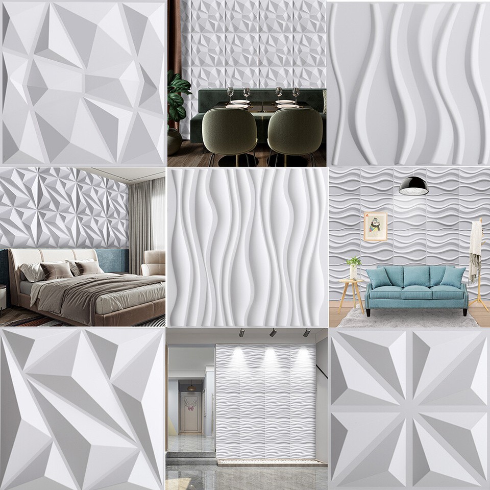 12/24pc Matte Decor Wall Panel 3D Effect Wall Decor PVC Panels Cladding ...