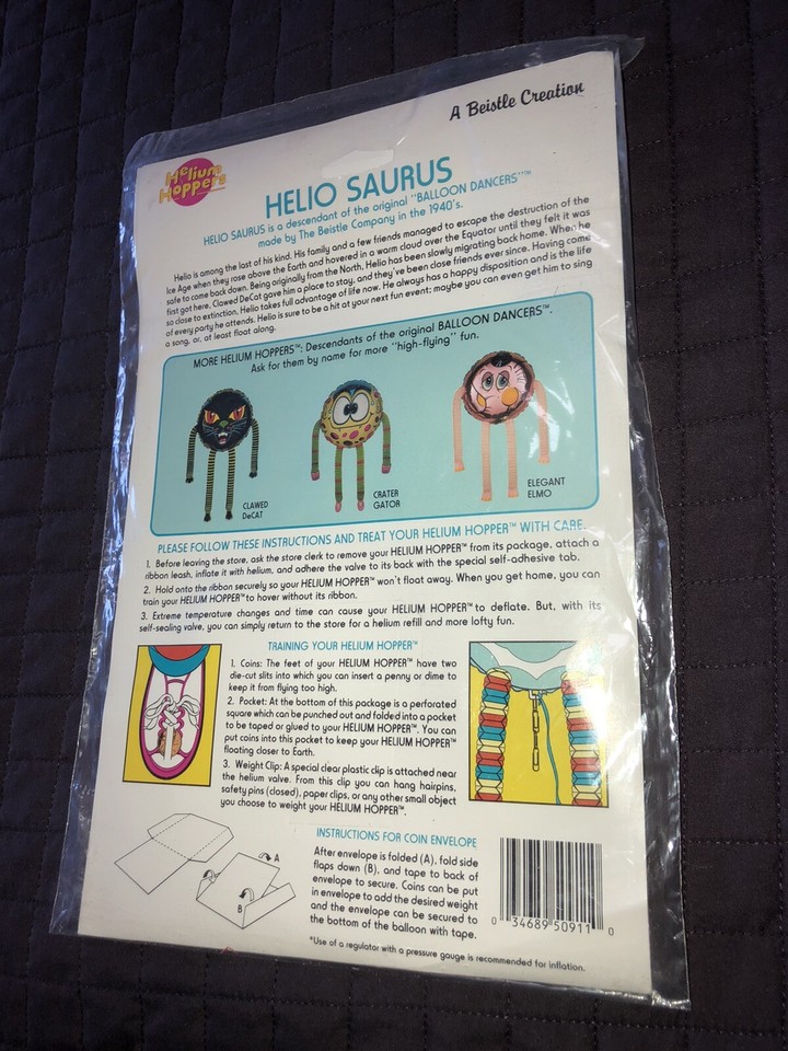 VTG Bristle Helium Hopper Helio Saurus Dinosaur 24” Balloon Dancer MIP ...