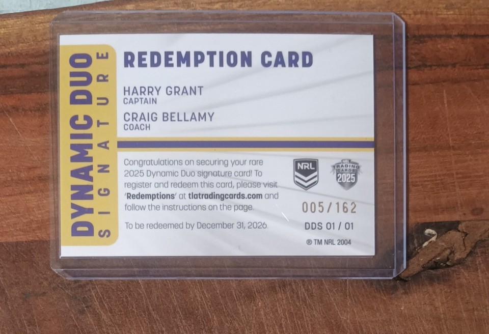 2025 NRL ELITE DYNAMIC DUO SIGNATURE HARRY GRANT/ CRAIG BELLAMY 152 /162 DDS01 | eBay Australia