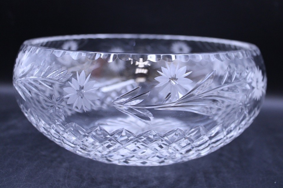 Vintage EDINBURGH CRYSTAL Clear Cut Lead Crystal Round BOWL 9" w/ Box ...