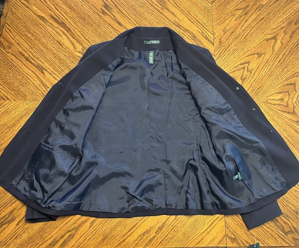 NWT Lauren Ralph Lauren Women’s Sz 14 Crest Emblem Navy Blazer | eBay