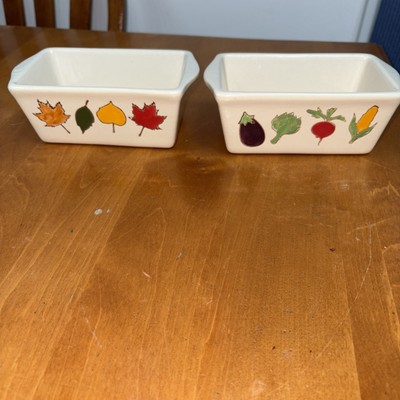 (2) NANTUCKET MINI CERAMIC BAKING LOAF DISHES Fall Leaves And ...