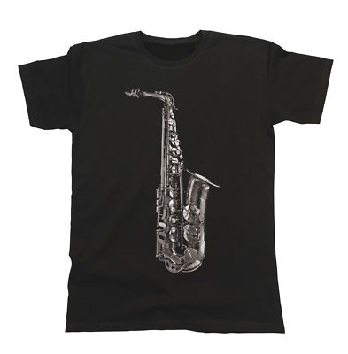 Mens Quality Cotton T-Shirt SAXOPHONE Music Instrument Musician Band ...