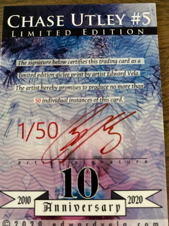 Chase Utley #5 Art Card Limited Numbered 1/50 Edward Vela Signed 2020 ...