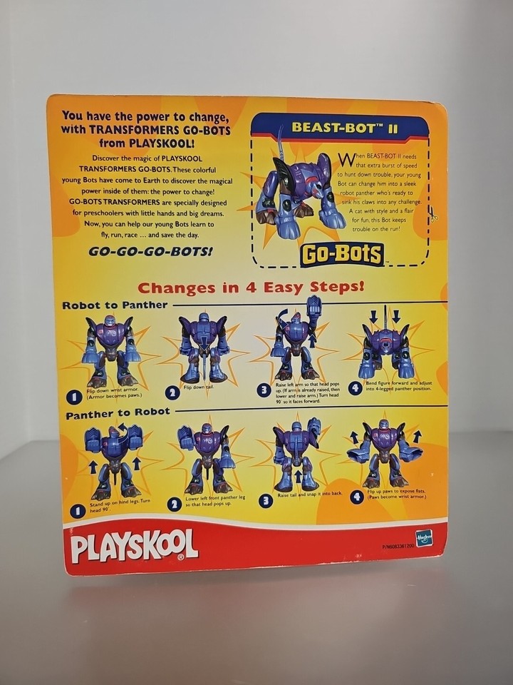 VINTAGE TRANSFORMERS GO-BOTS BEAST-BOT II PLAYSKOOL PANTHER 6" 2001 ...
