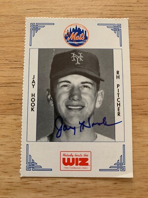 JAY HOOK SIGNED RARE 1991 NEW YORK METS WIZ SGA BASEBALL CARD #335 ...
