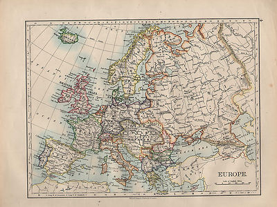 1902 MAP ~ EUROPE BRITISH ISLES FRANCE RUSSIA AUSTRIA HUNGARIAN ...