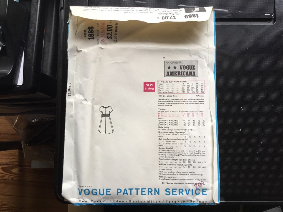 Vintage Vogue Americana Pattern 1888 Womens Dress Galanos Sz.8 uncut | eBay