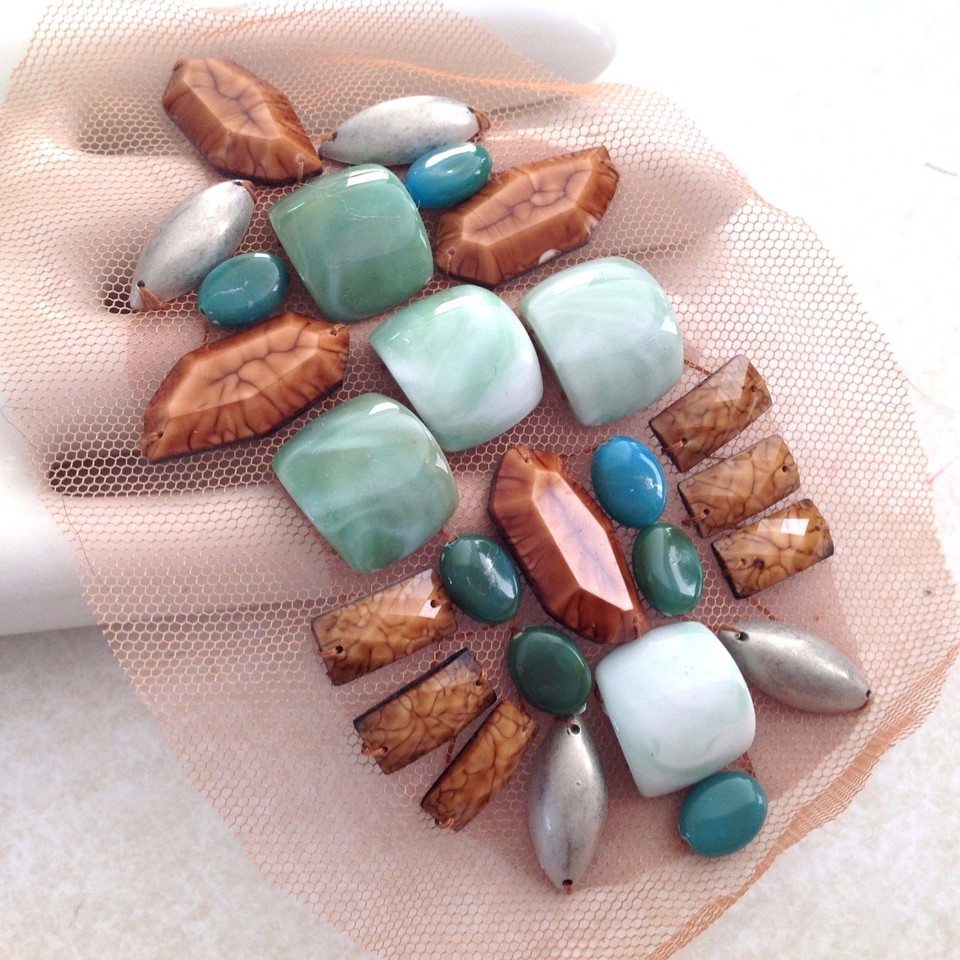 appliques beaded 1.5X3.5" netting hand sewn 1pc | eBay