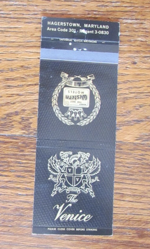 JEWEL MATCHBOOK COVER: VENICE RESTAURANT HAGERSTOWN, MARYLAND ...
