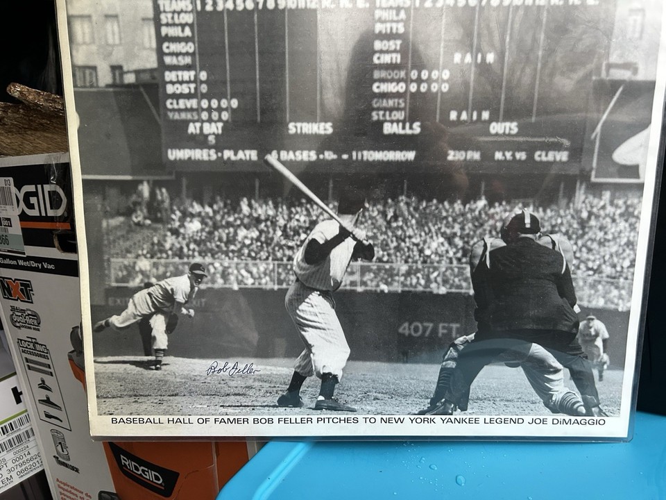 Bob Feller No Hitter Signed 16x20 photo pitching to Yankees Joe ...