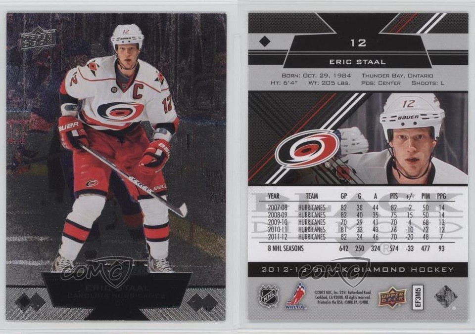2012-13 Upper Deck Black Diamond Single Diamond Eric Staal #12 1u6 ...