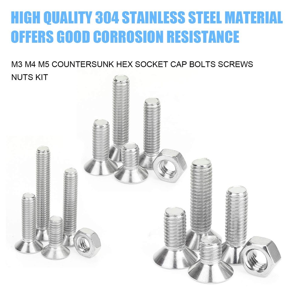 500PCS Metric M3 M4 M5, 304 Stainless Steel Flat Head Countersunk ...