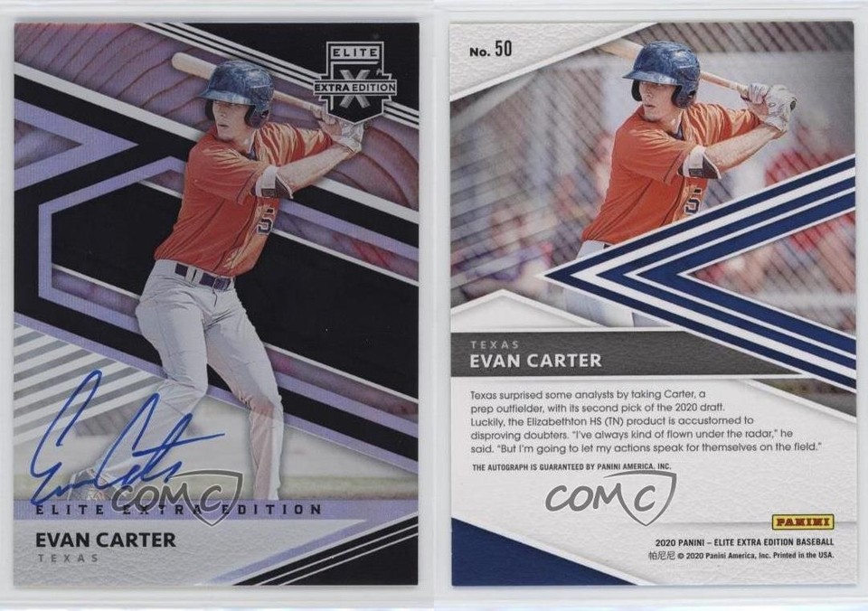 2020 Panini Elite Extra Edition Signatures Evan Carter #50 Auto vl4 | eBay